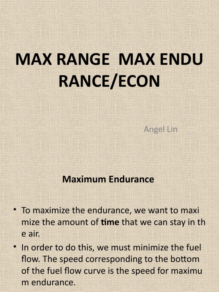 Max Range Max Endurance | PDF | Aerospace Engineering | Aerospace