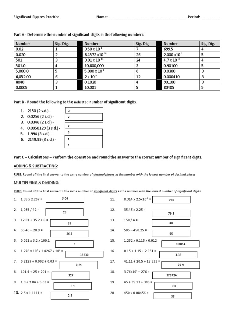 Significant Digits Practice | PDF | Significant Figures | Numbers
