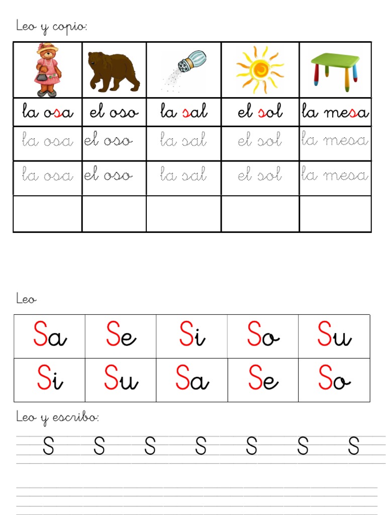 Cuadernillo de La Letra S PDF | PDF | Artes del Lenguaje y Comunicación ...