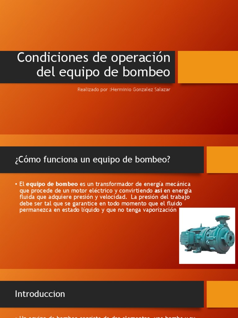 Condiciones de Operación del Equipo de Bombeo | PDF | Bomba | Caldera