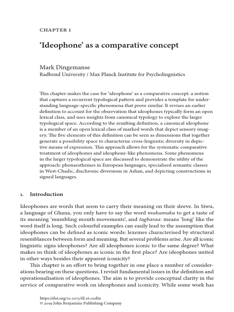 Ideophone' As A Comparative Concept: Chapter 1 | PDF | Sign Language | Word
