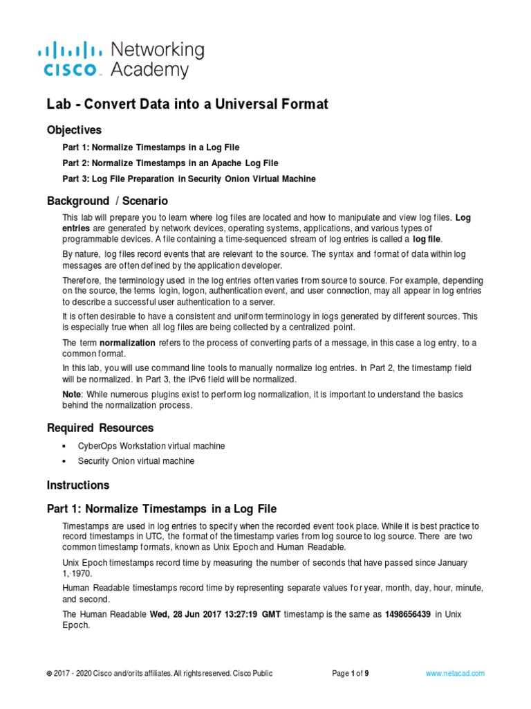 Lab - Convert Data Into A Universal Format PDF | Download Free PDF ...