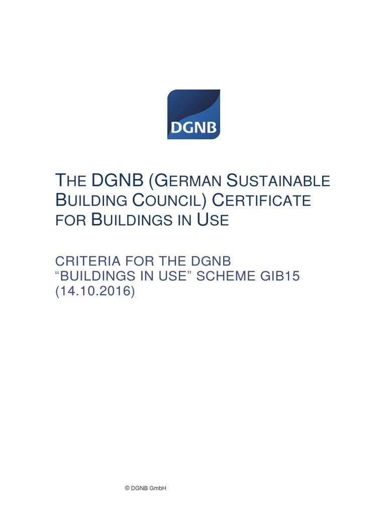 DGNB Criteria Buildings in Use GIB Version2015 | Download Free PDF ...