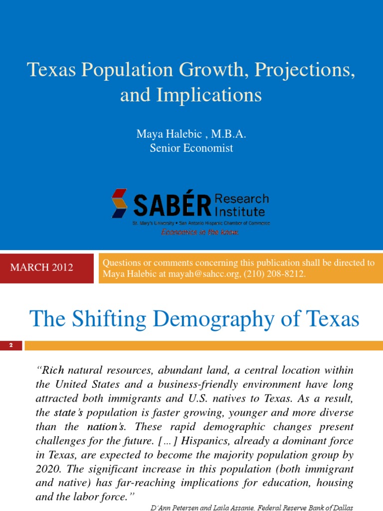 Texas Population Growth Projections and Implications | PDF | White ...