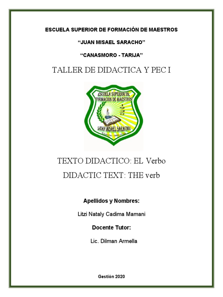 Texto Didactico El Verbo | PDF | Conjugación gramatical | Verbo