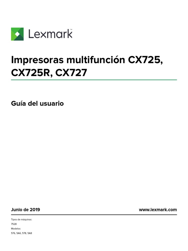Lexmark CX725 CX725R CX727 UsersGuide Es PDF | PDF | Impresora ...