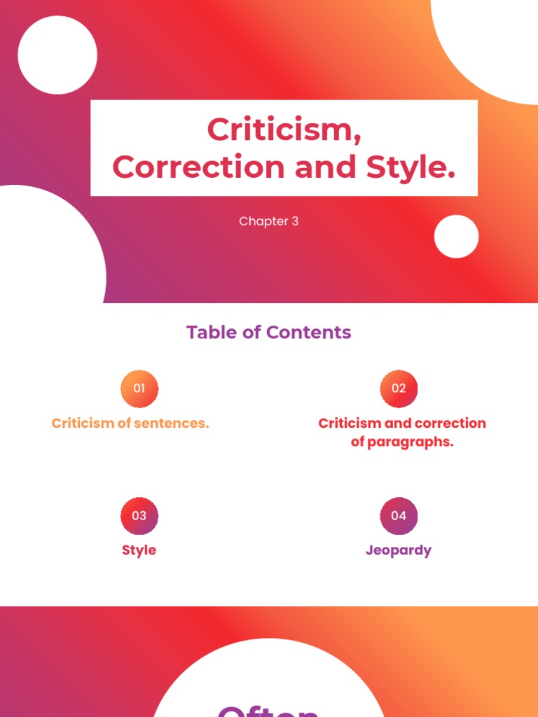 Criticism, Correction and Style | PDF | Paragraph | Communication