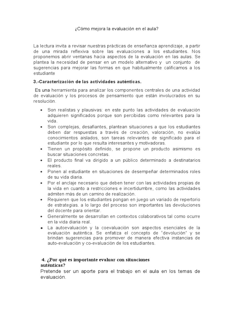 Cómo Mejora La Evaluación en El Aula | PDF | Evaluación | Evaluación ...