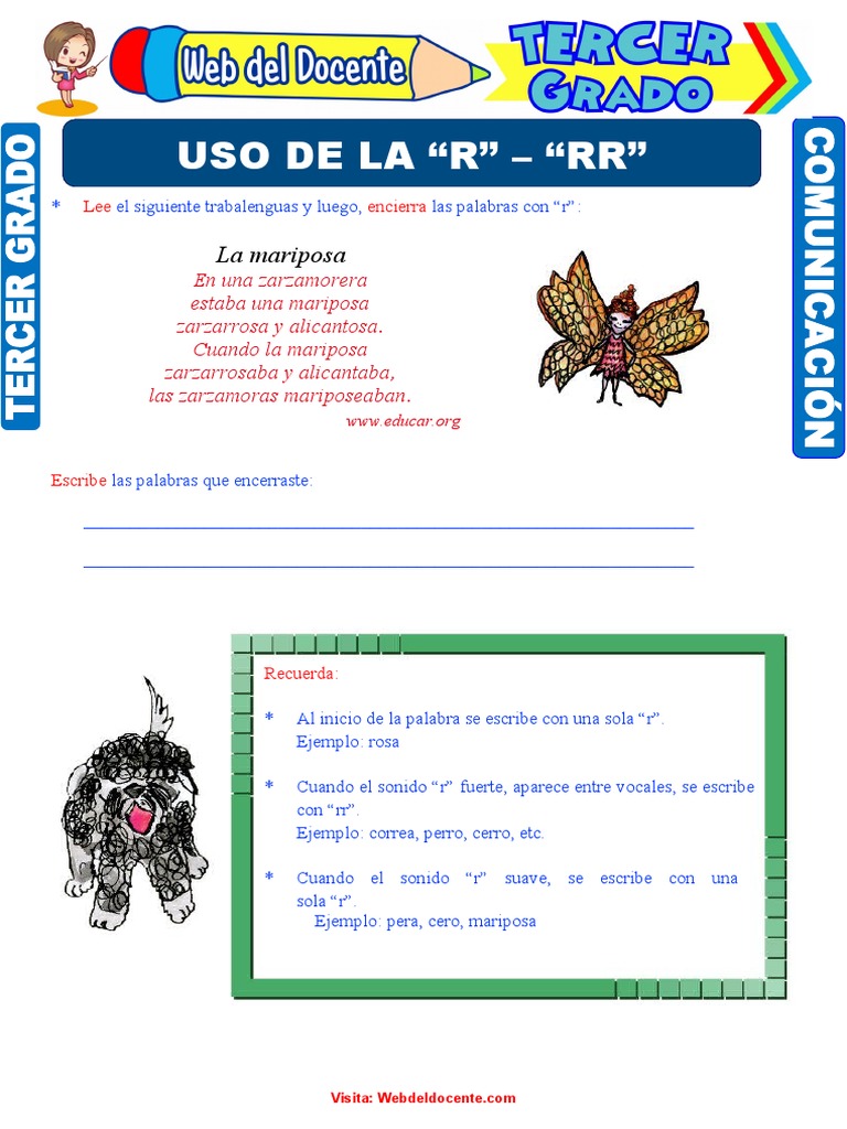 Palabras Con R y RR para Tercer Grado de Primaria | PDF | Lingüística