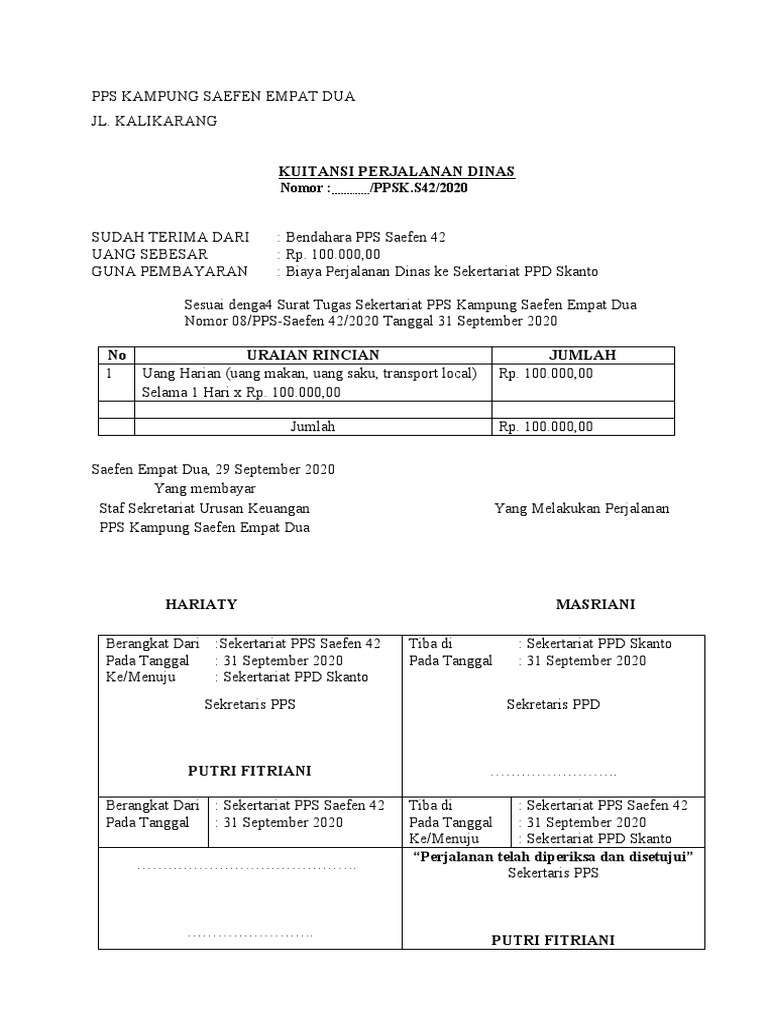 Kuitansi Perjalanan Dinas | PDF