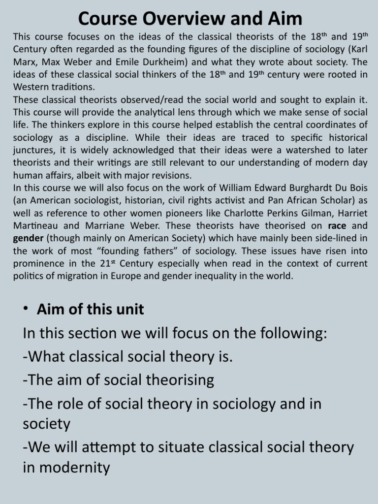 Introduction to Classical Social Theory | PDF | Social Theory | Sociology