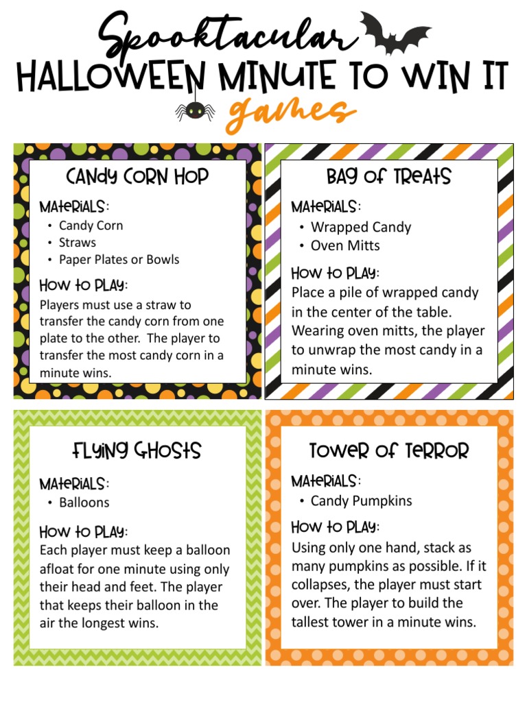Halloween Minute To Win It Games2 | PDF | Games & Activities | Home ...