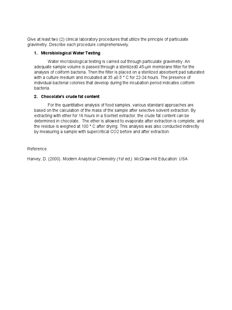 Particulate Gravimetry in Lab Procedures | PDF