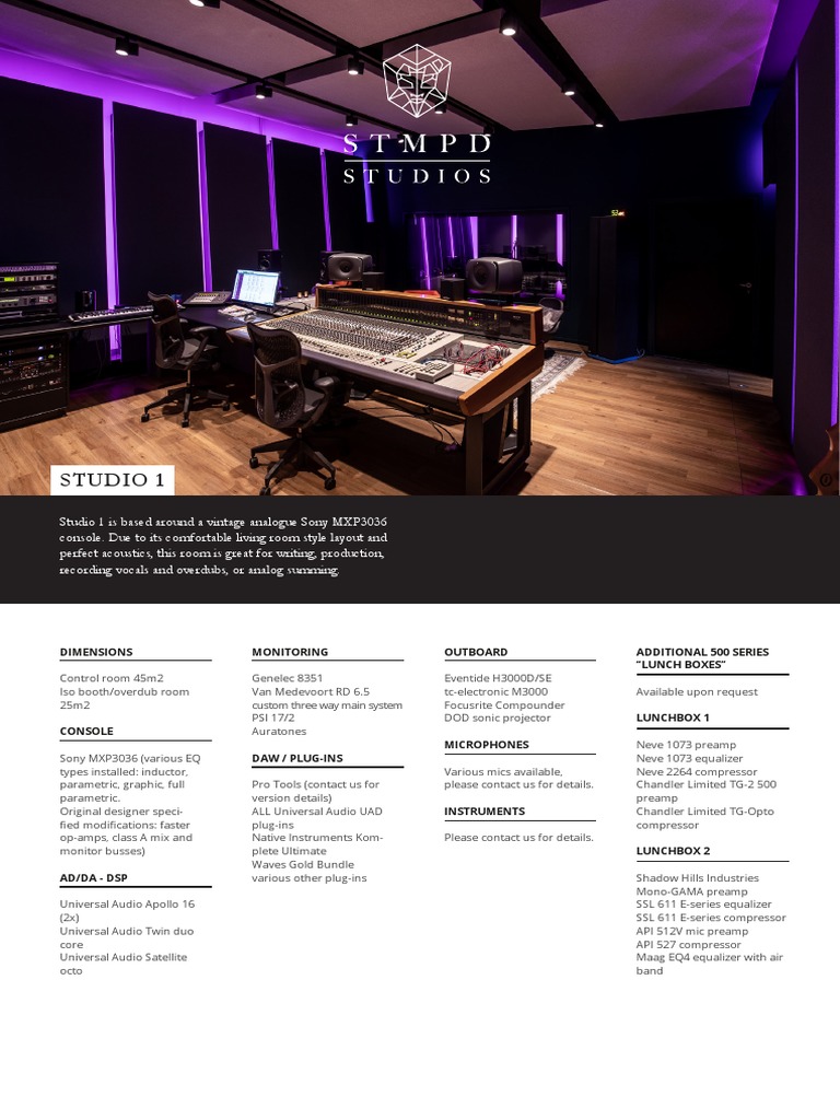 STMPD Studio1 | PDF | Equalization (Audio) | Sound Recording