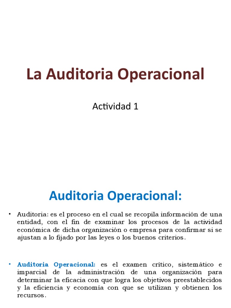 La Auditoria Operacional | PDF | Auditoría | Contralor