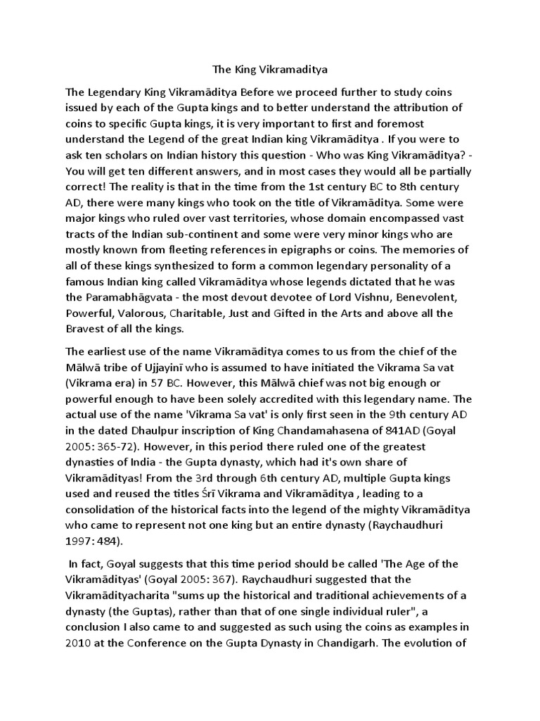 The King Vikramaditya | PDF | Ancient India