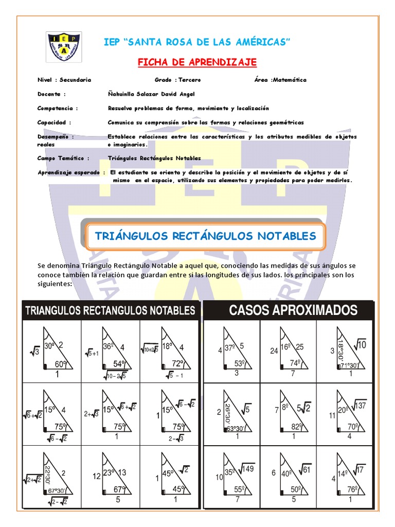 Triangulos Notables | PDF | Triángulo | Geometría Elemental