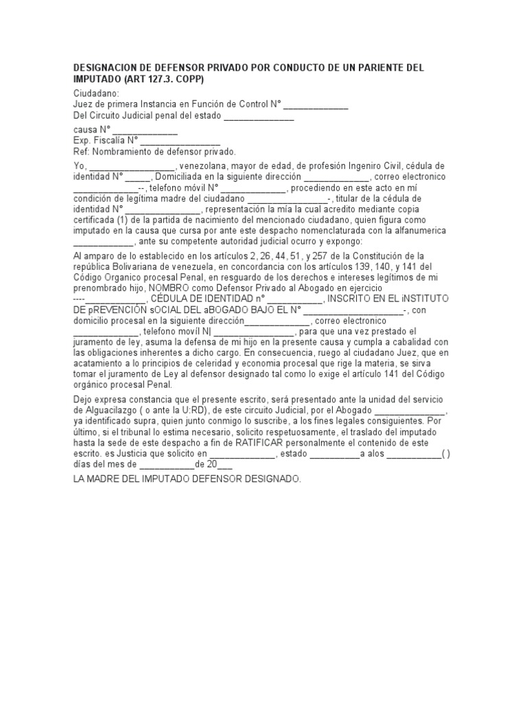 Nombramiento Defensor Pdf Derecho Penal Queja