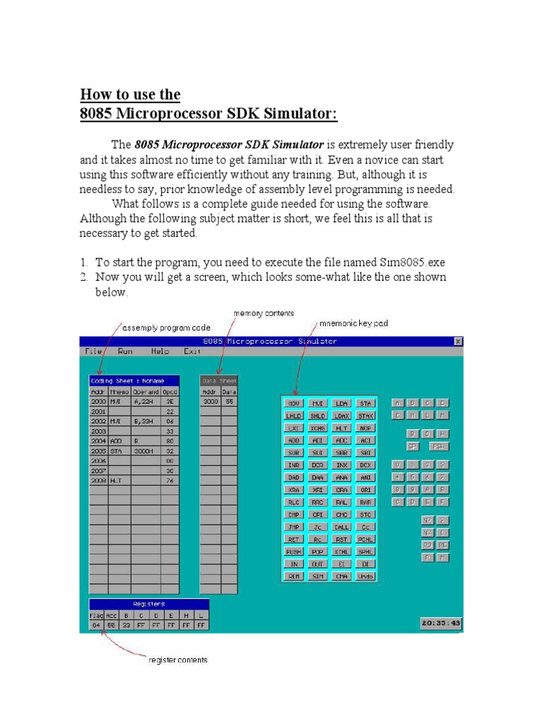 Sim8085 PDF | PDF | Assembly Language | Computer Program