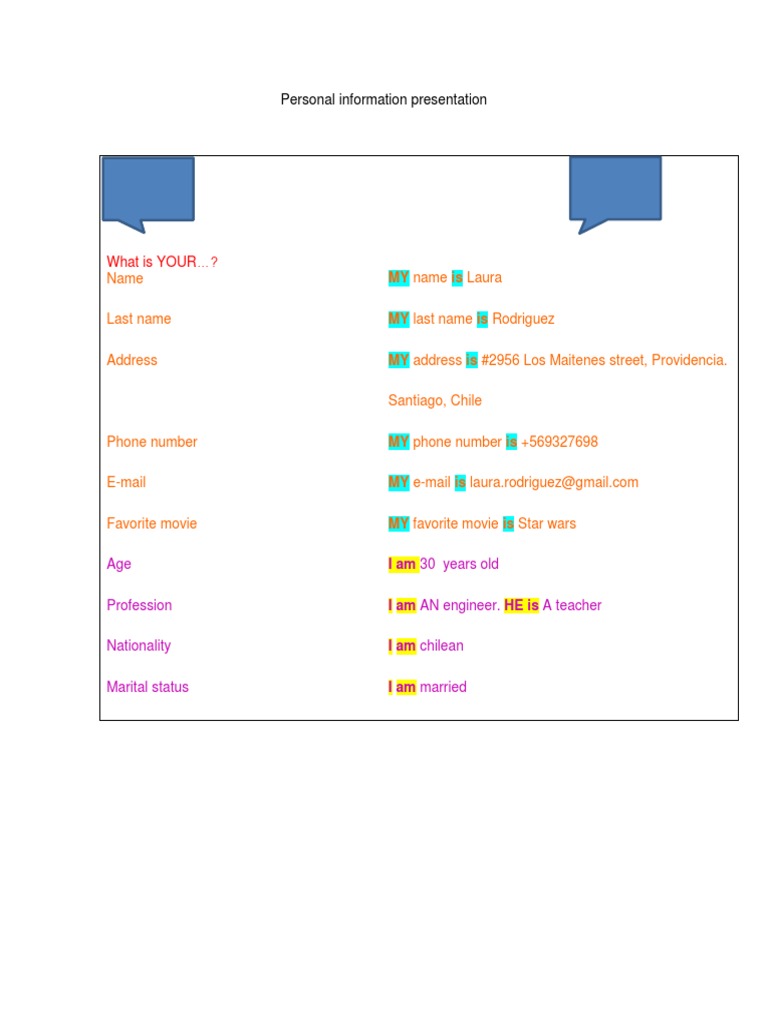 Personal Information Presentation | PDF