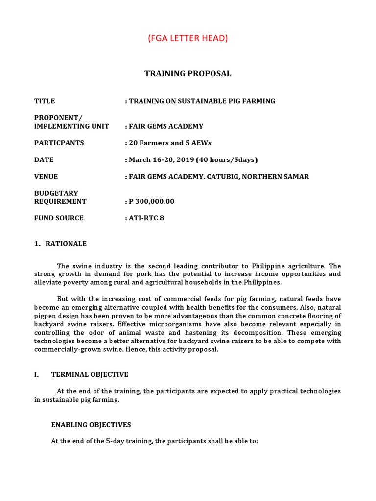Training Proposal Suspig Farming | PDF | Domestic Pig | Agriculture