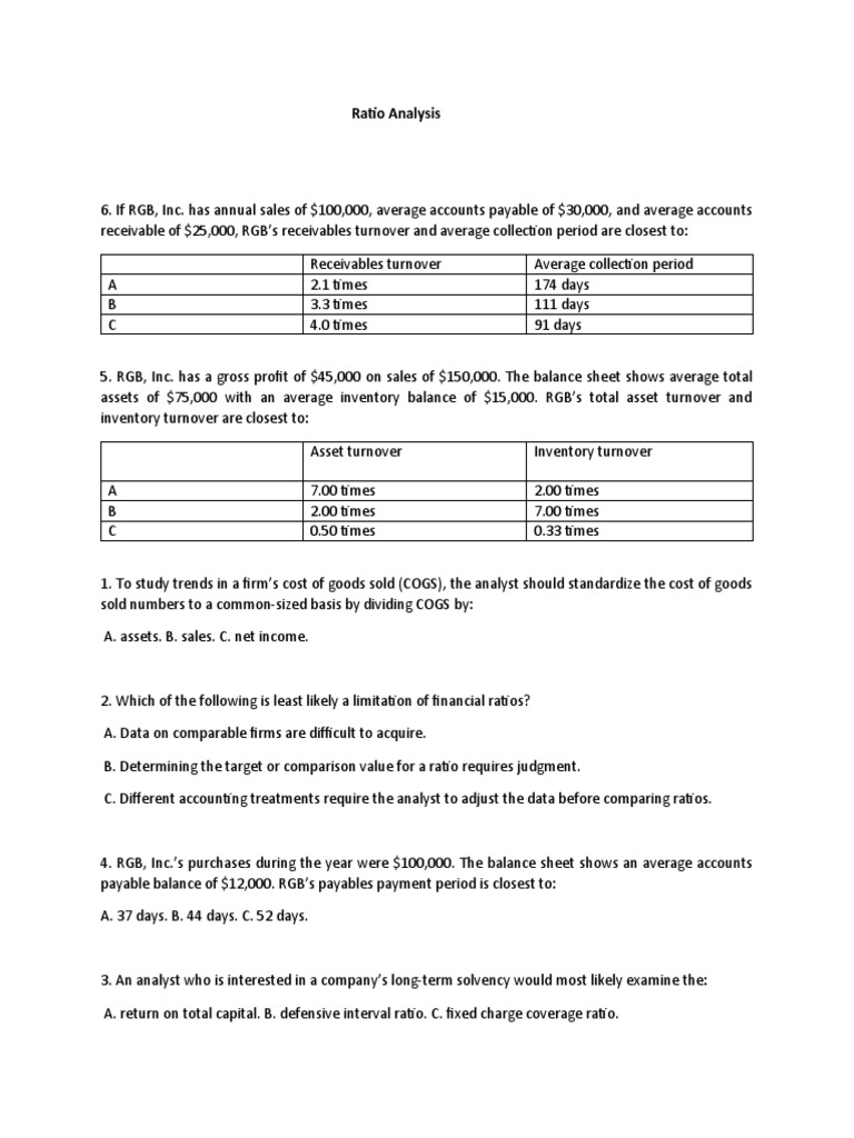 Ratio Analysis v. 2 | PDF
