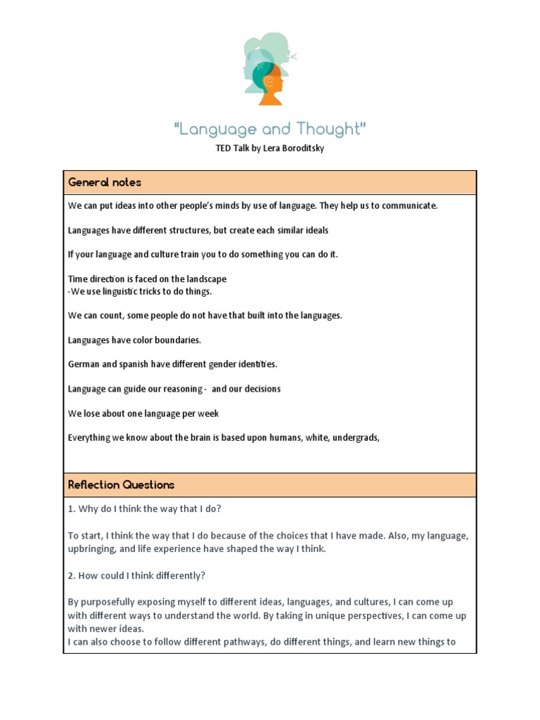 Ted Talk Language Thought | PDF | Idea | Thought