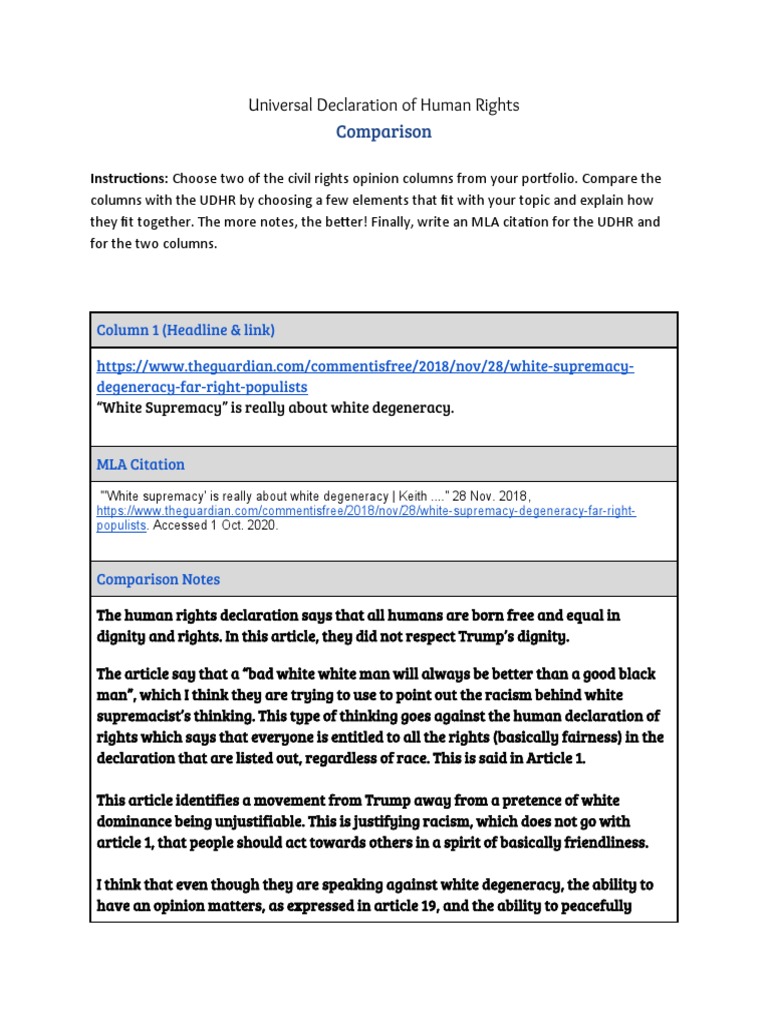 Udhr Comparison | PDF | Supremacism | Human Rights