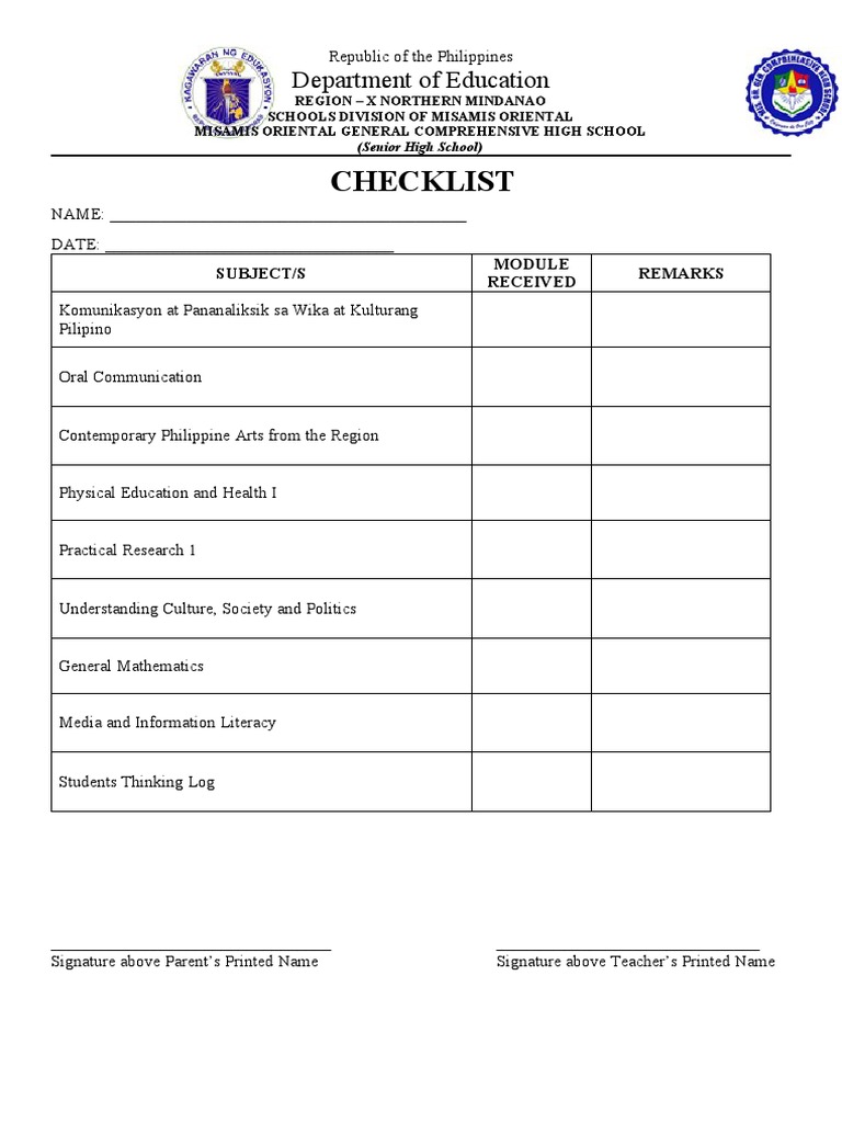 Checklist Module