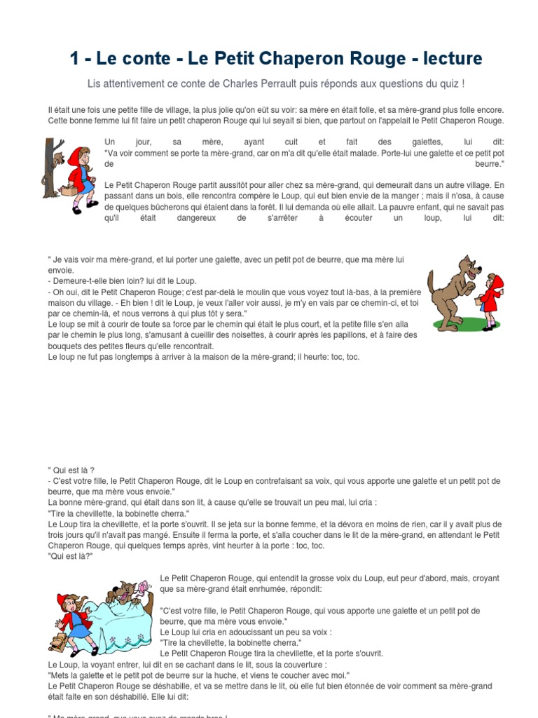 Le Petit Chaperon Rouge : Conte et Quiz | PDF | Le Petit Chaperon rouge