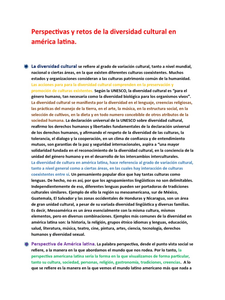 Perspectivas y Retos de La Diversidad Cultural en América Latina | PDF ...