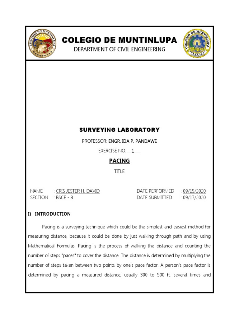 Surveying - Lab Report 1 | PDF | Surveying | Distance