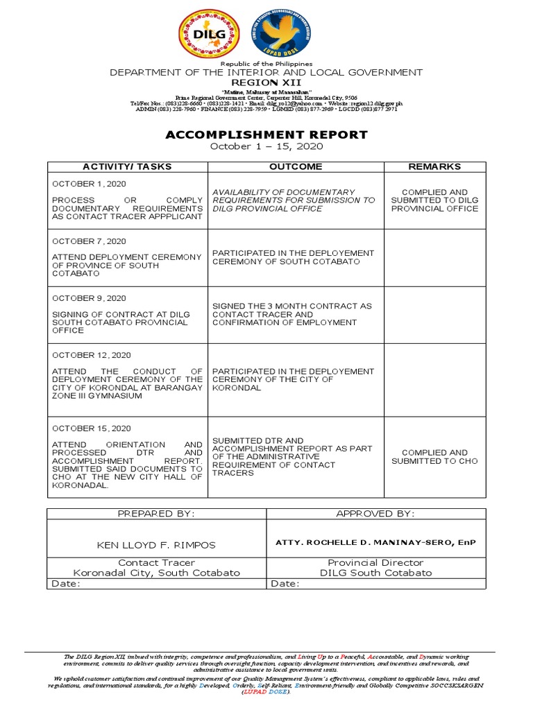 23 - Accomplishment-Report-Format - KEN | PDF | Economies | Government