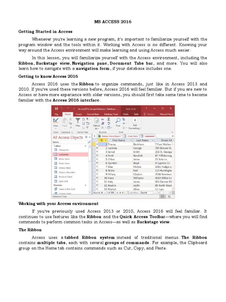 Introduction to MS Access 2016 Interface | PDF | Graphical User ...