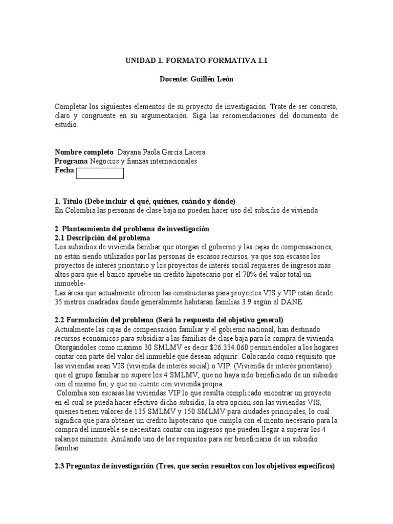 Formato Formativa 1 | PDF | Hipoteca Comercial | Finanzas y dinero