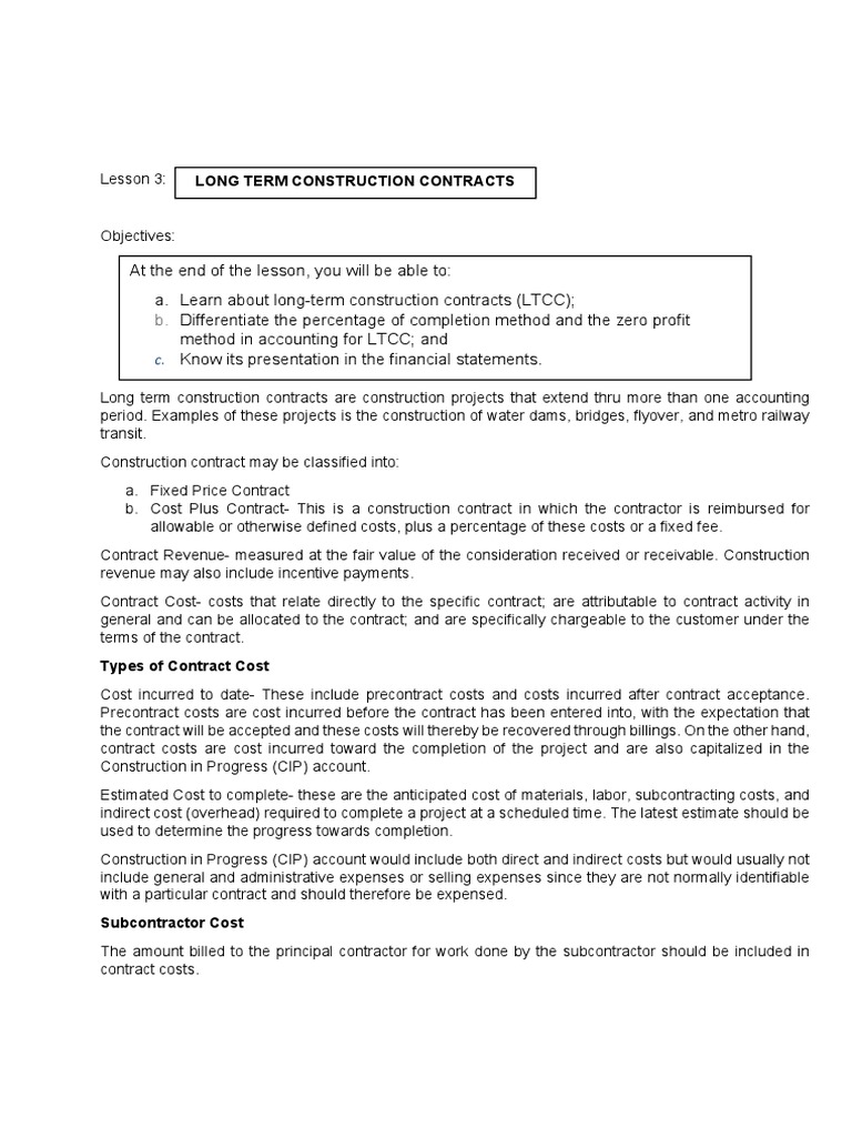 Long-Term Construction Contract Accounting | PDF | Financial Accounting ...