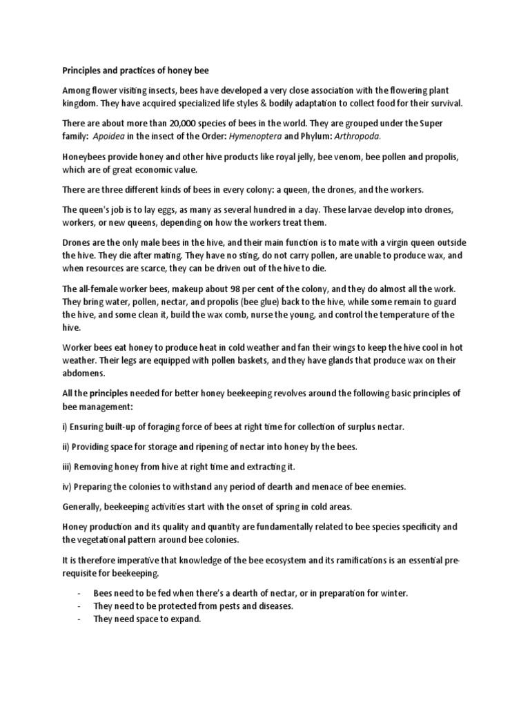Beekeeping Principles and Practices | PDF | Honey Bee | Beekeeping