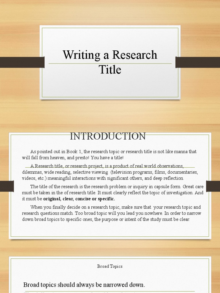 Crafting Effective Research Titles | PDF | Cognition | Behavioural Sciences