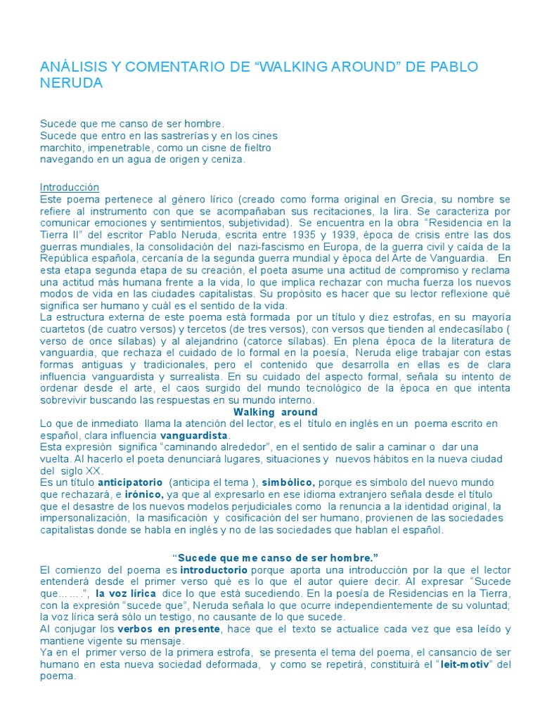 Análisis de "Walking Around" | PDF | Poesía | Vanguardia