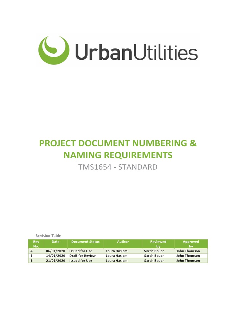 TMS1654 - 6 Project Document Numbering and Naming Requirements | PDF ...