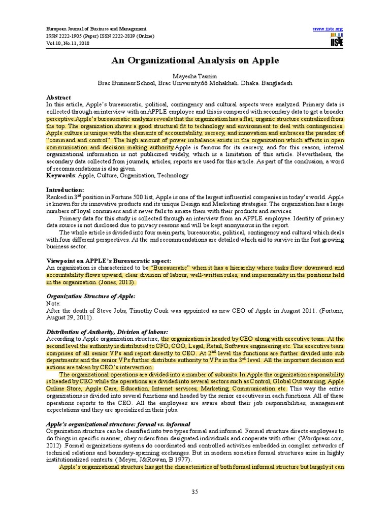 Apple Organizational Insights | PDF | Apple Inc. | Organizational Culture