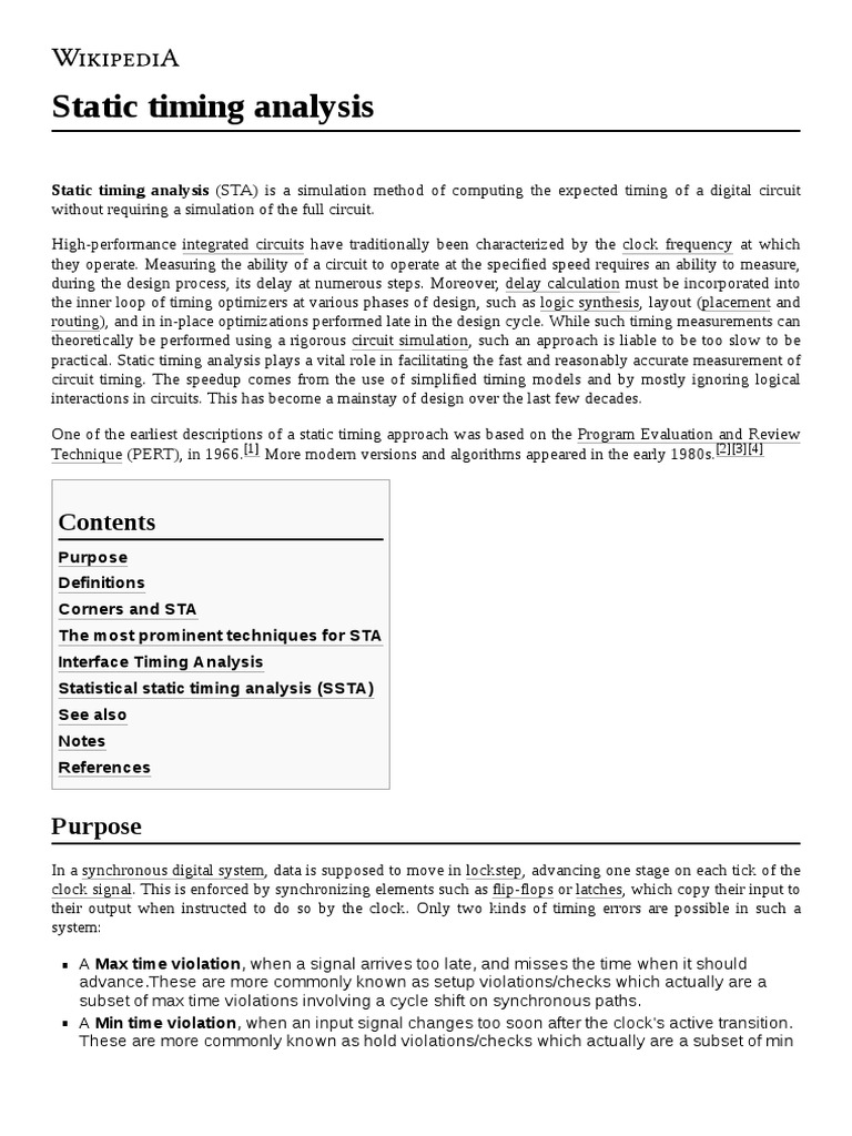 Static Timing Analysis | PDF | Electronic Circuits | Applied Mathematics