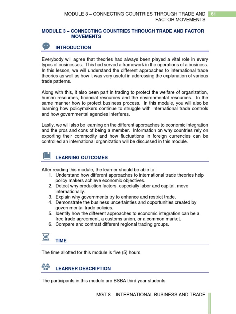 MODULE 3 - Chapter 5 (Trade and Factor Mobility Theory) PDF | PDF ...
