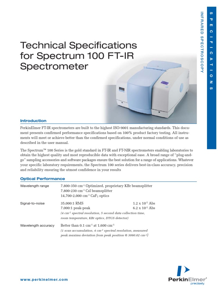 Technical Specifications For Spectrum 100 FT-IR Spectrometer | PDF ...