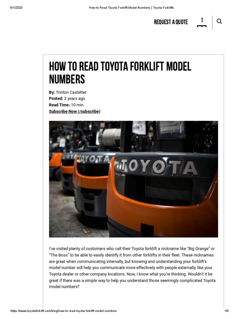 How To Read Toyota Forklift Model Numbers - Toyota Forklifts | PDF ...