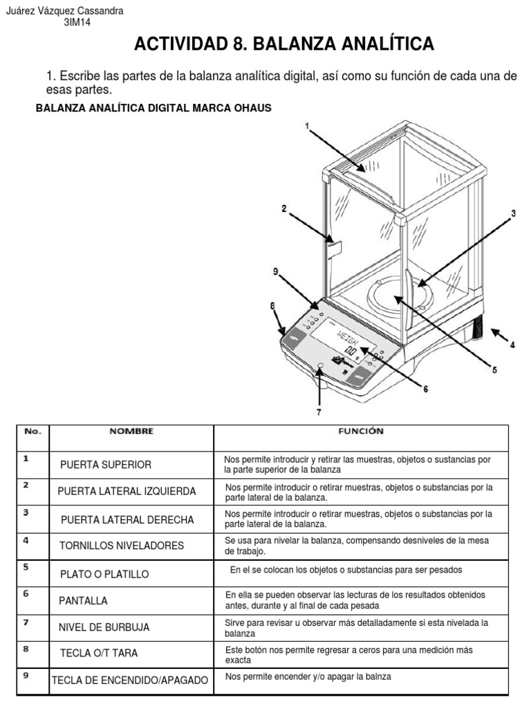 Partes de la Balanza Analítica Digital | PDF