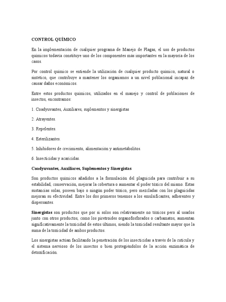 Control Químico en Manejo de Plagas | PDF | Pesticida | Insecticida