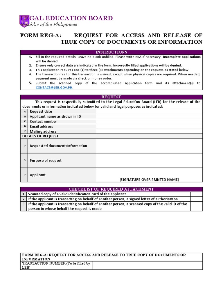 Request Form for Document Access LEB | PDF | Politics | Social Science