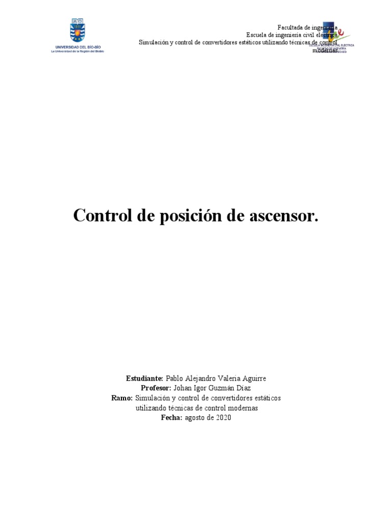 Control de Posicion de Ascensor | PDF | Ascensor | Análisis matemático