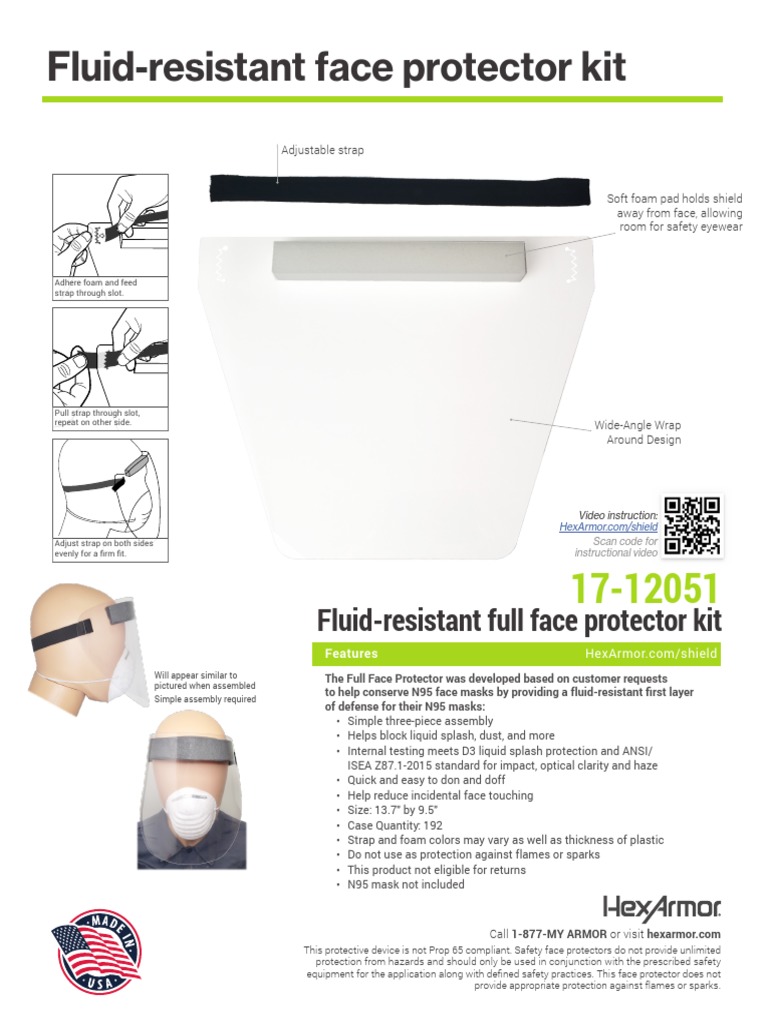 Fluid-Resistant Full Face Protector Kit | PDF | Manufactured Goods | Safety